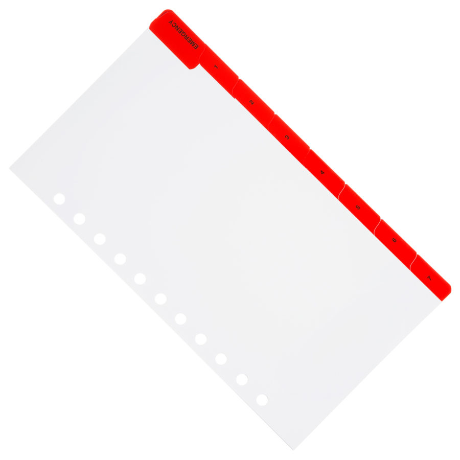 11-Hole Emergency Divider Tab Set - 16 Tabs - Aerobind