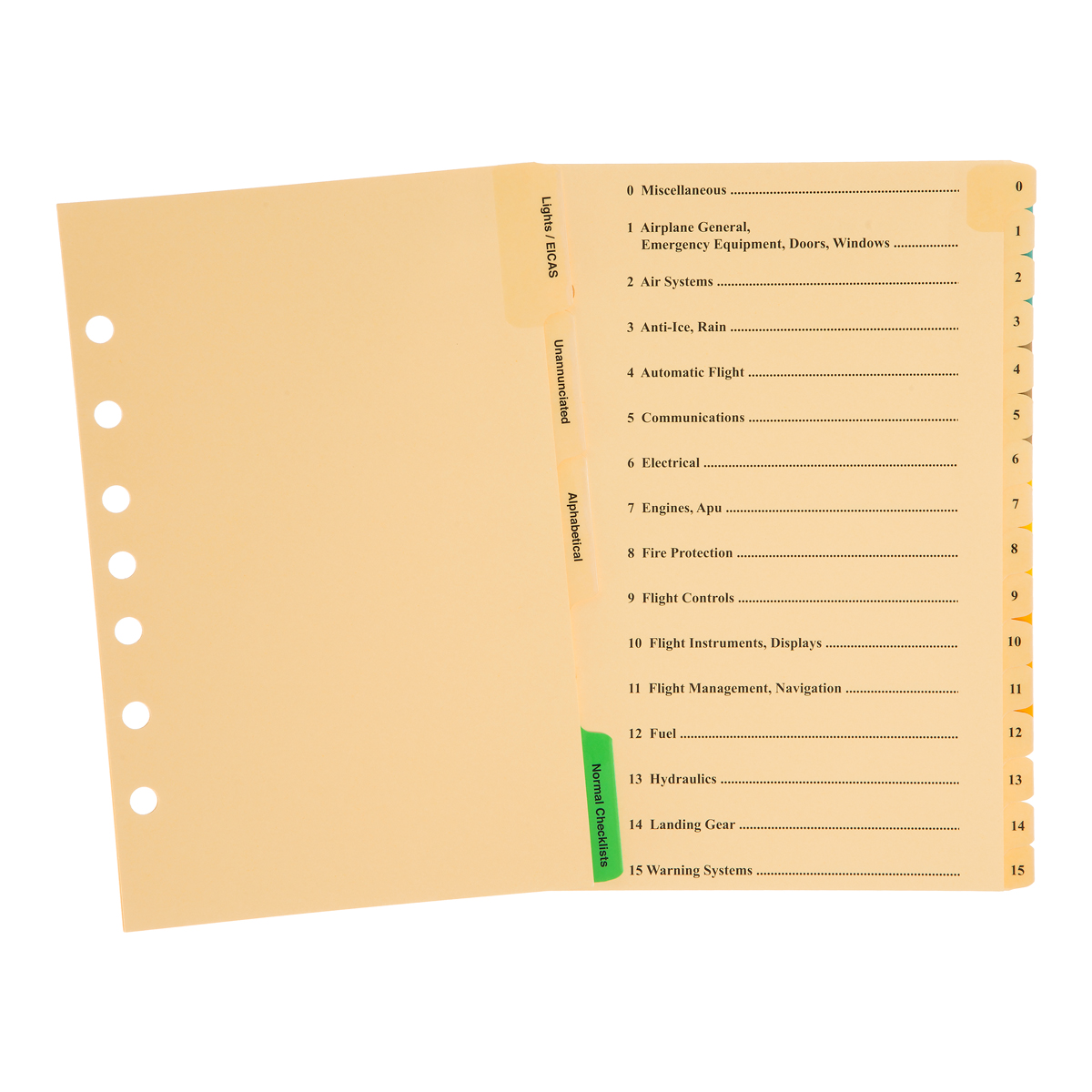 Aerobind – 7 Hole Divider Tabs For Boeing QRH – Boeing Divider Tabs