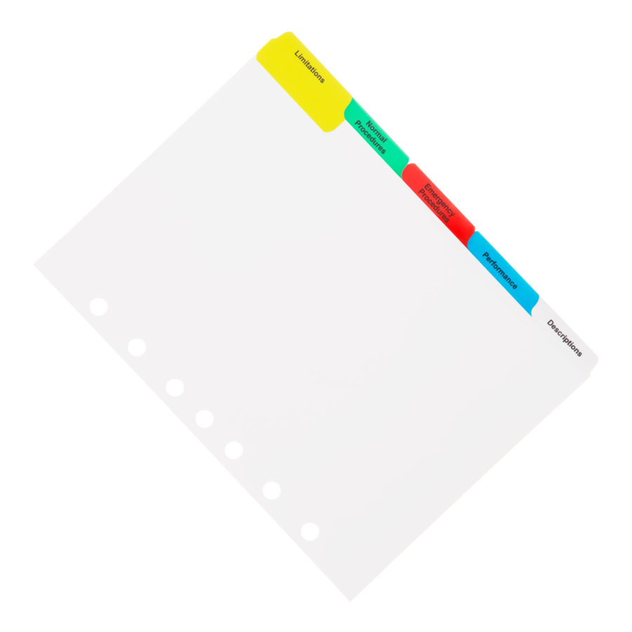 Aerobind – 7 Hole General Airline Divider Tab Set For 7 Hole Aircraft QRH