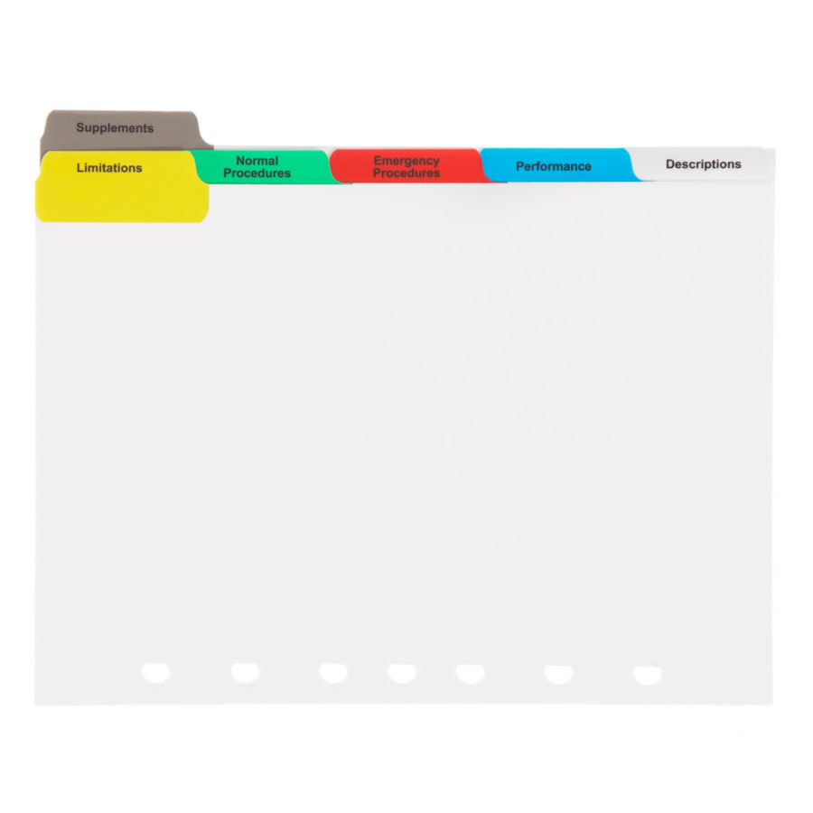 Aerobind – 7 Hole General Airline Divider Tab Set For 7 Hole Aircraft QRH